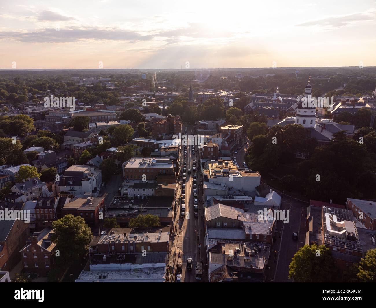 An aerial photo of downtown Annapolis Maryland during sunset Stock ...