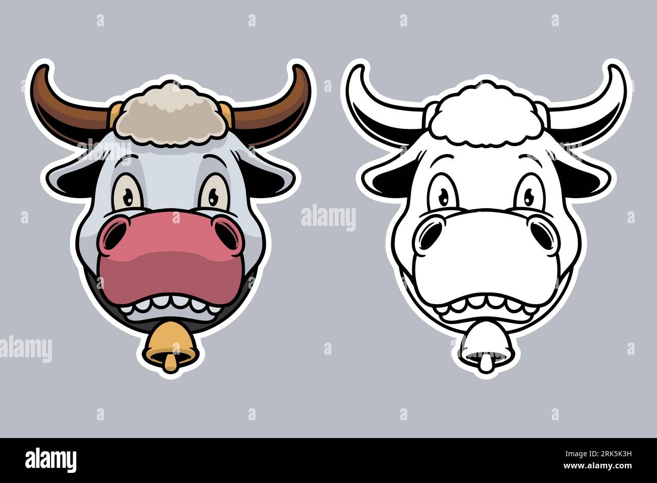cow head mascot vector illustration cartoon style Stock Vector Image ...