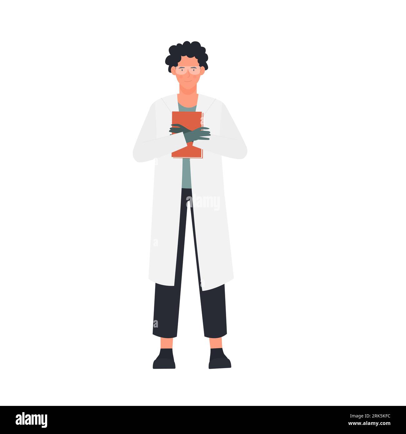 Standing scientist with folder. Research specialist in laboratory ...