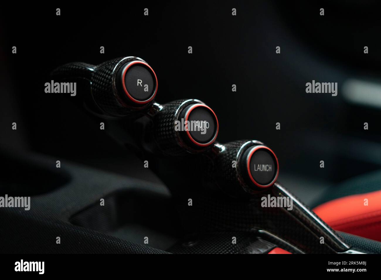 Center console gear selector of a ferrari, italian supercar Stock Photo ...