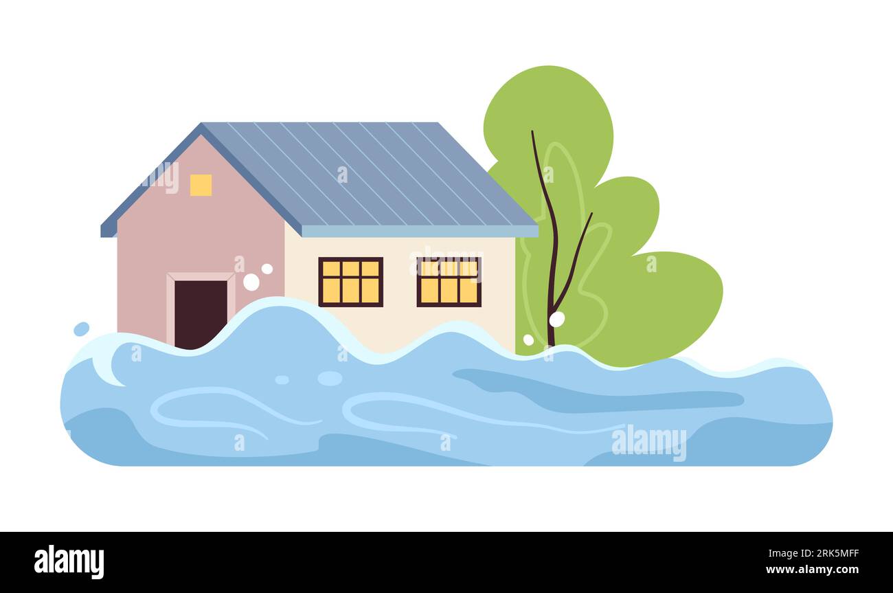 Flooded house semi flat colour vector object Stock Vector Image & Art ...