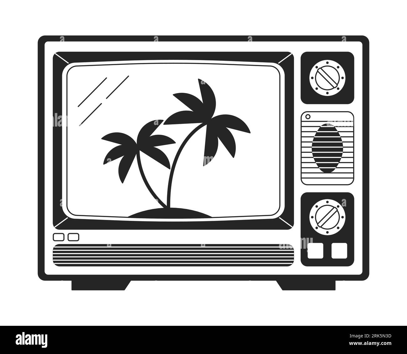 Vintage tv flat monochrome isolated vector object Stock Vector Image ...