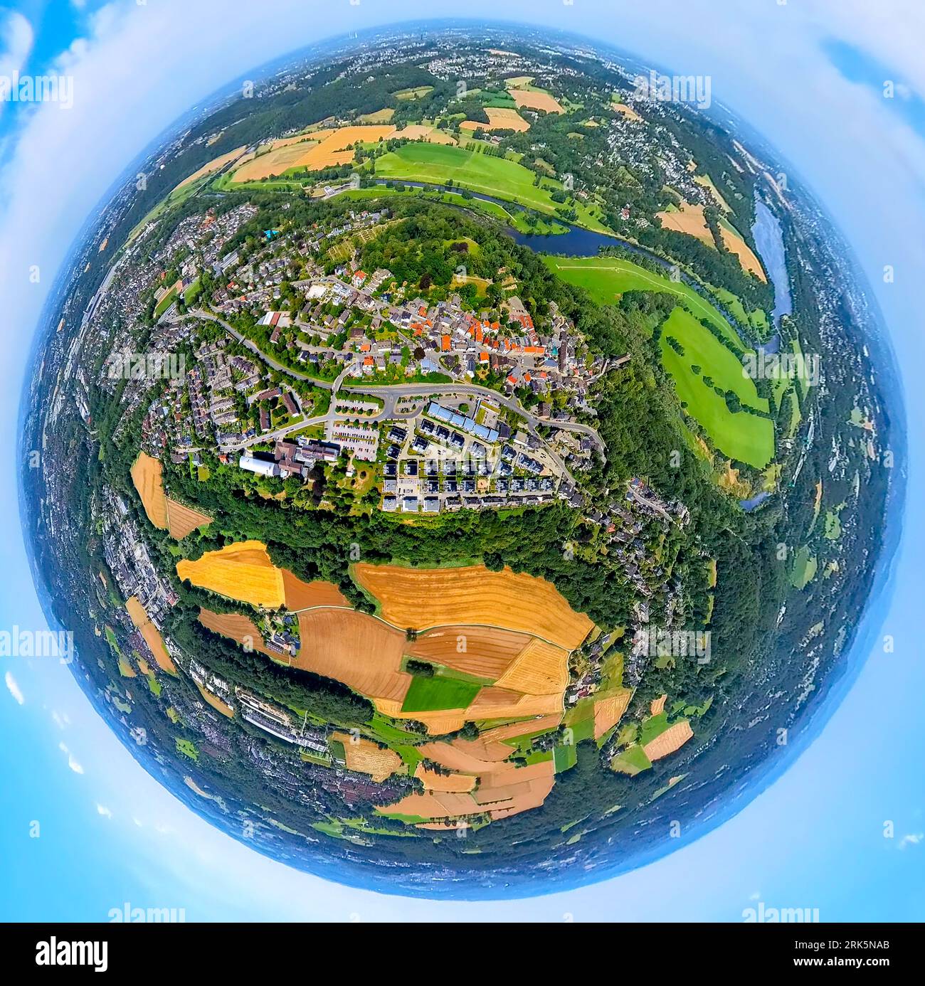 Aerial view, town view and castle Blankenstein, view to the Kemnader ...