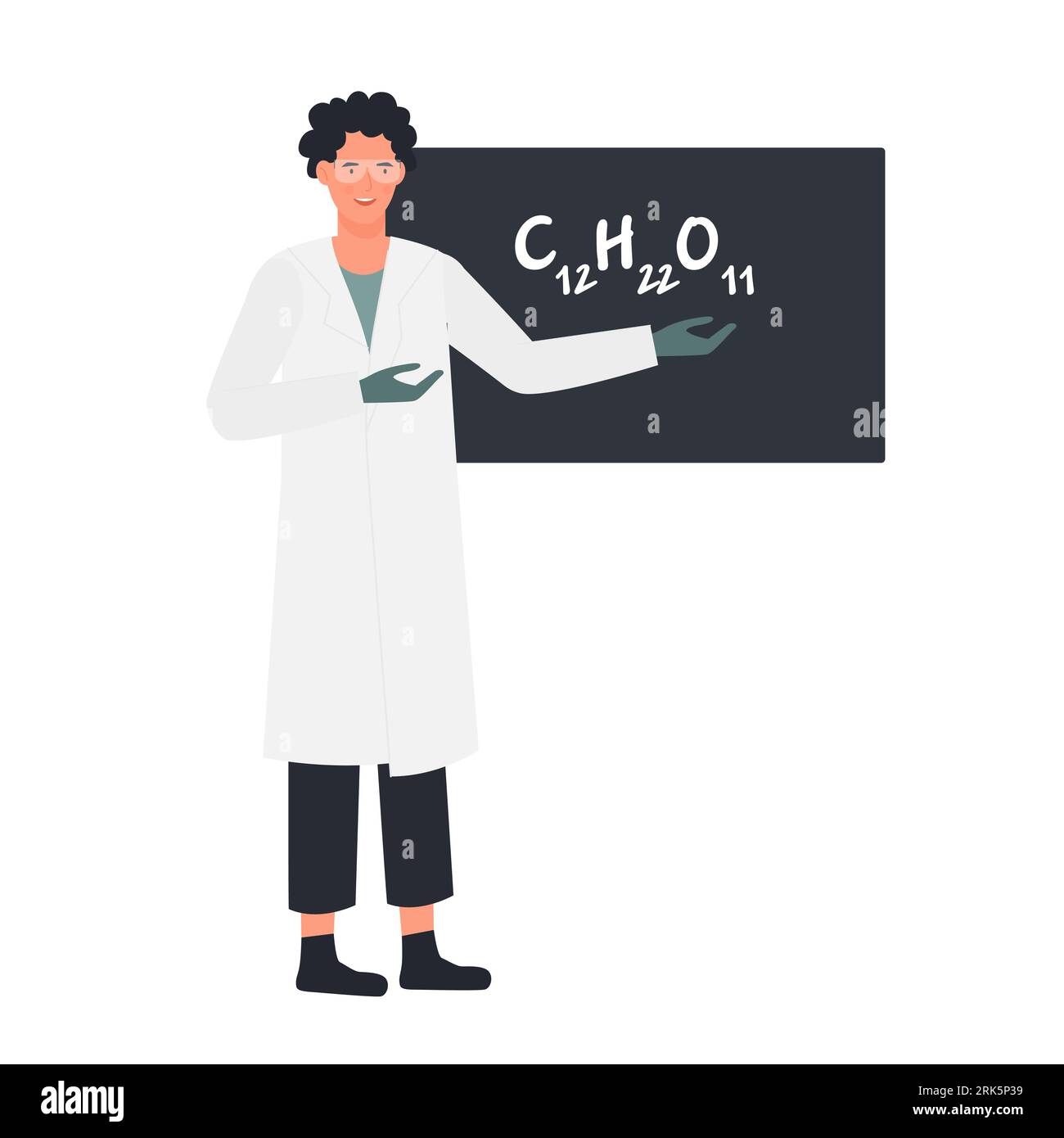 Scientist at blackboard. Researcher presentation, science report result ...