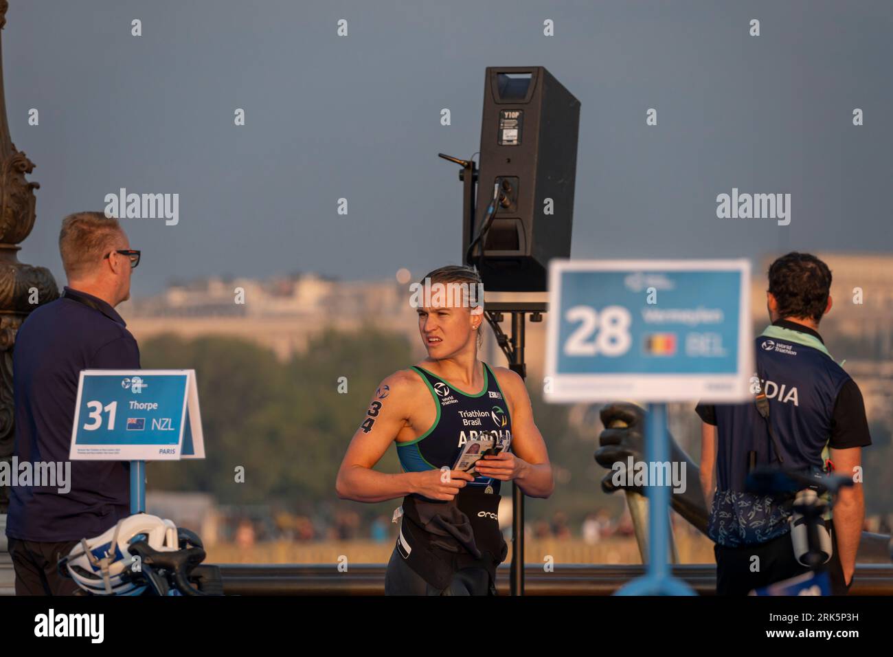 Paris, France - 08 17 2023: Paris 2024 triathlon test event. Female ...