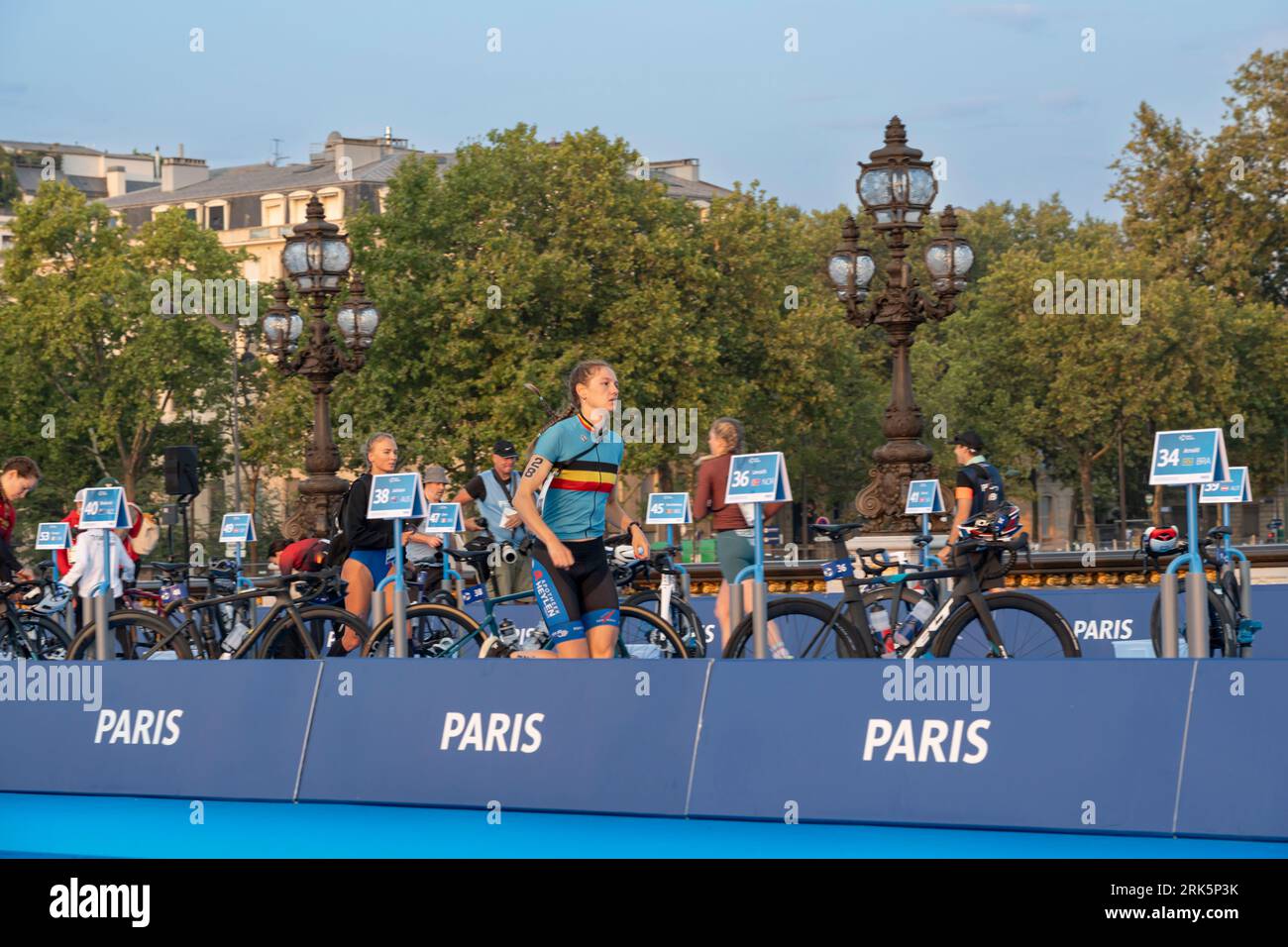 Paris, France - 08 17 2023: Paris 2024 triathlon test event. Female ...
