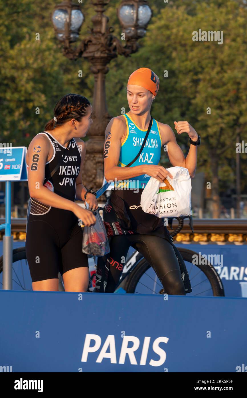 Paris, France - 08 17 2023: Paris 2024 triathlon test event. Female ...