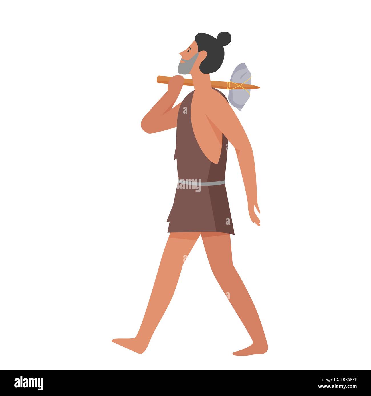 Ancient Man With Handmade Hammer Stone Age People And Lifestyle Vector Illustration Stock