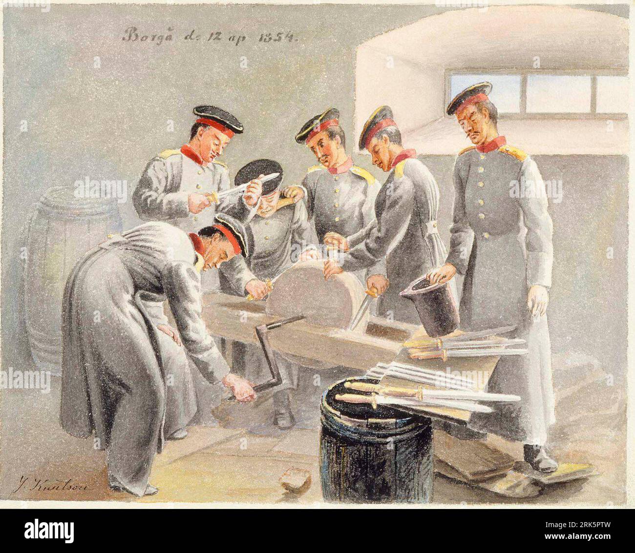 Svärden slipas 1854 by Johan Knutson Stock Photo - Alamy