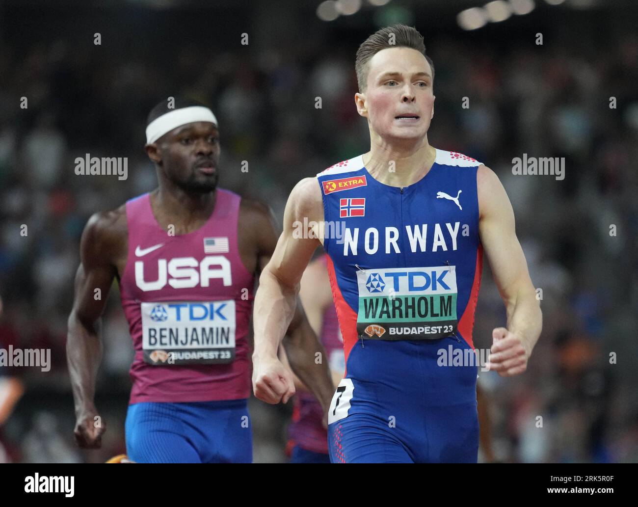 Karsten WARHOLM of NOR and Rai BENJAMIN of USA Final 400 METRES HURDLES ...