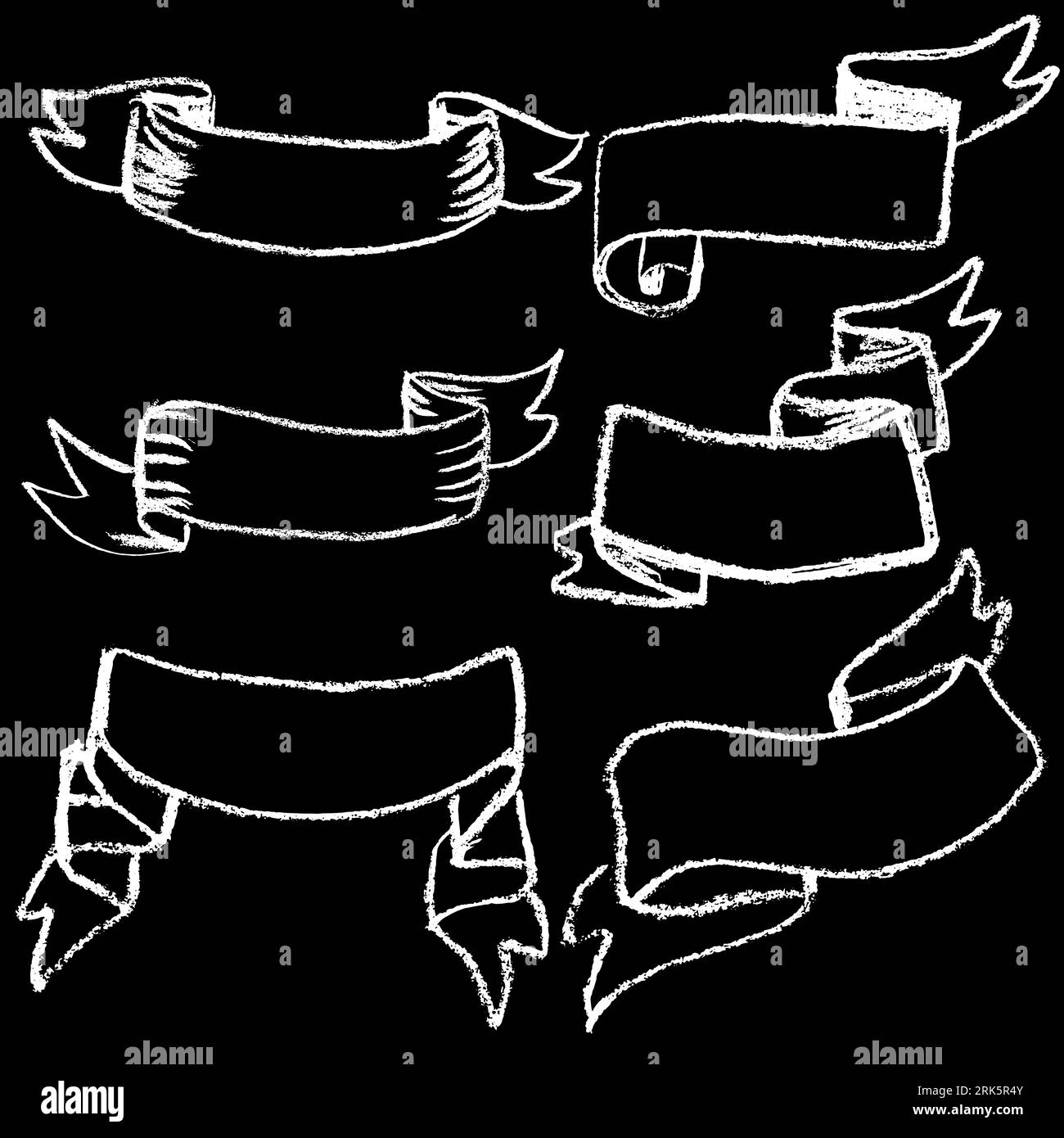 Ribbon banner vector chalk drawing Black and White Stock Photos ...