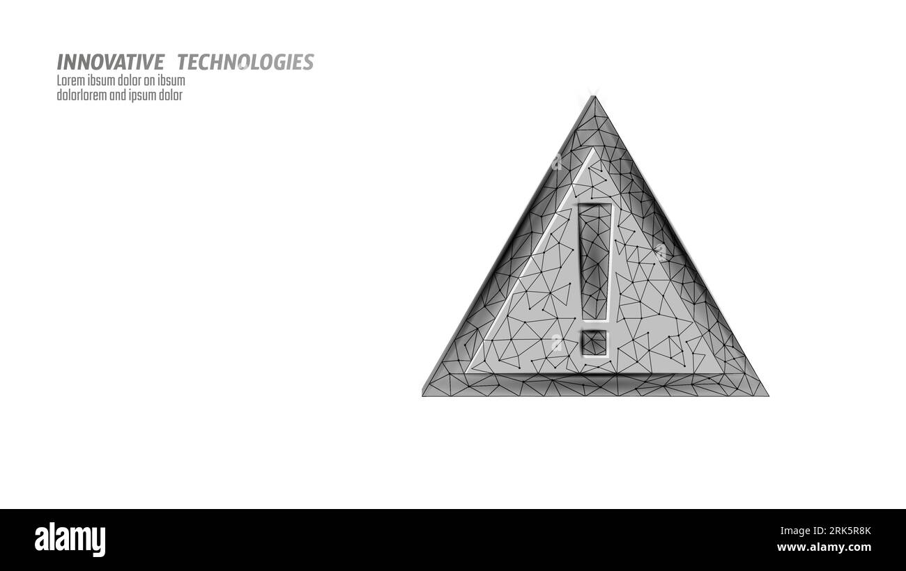 Cyber security safety shield low poly exclamation point. Polygonal ...