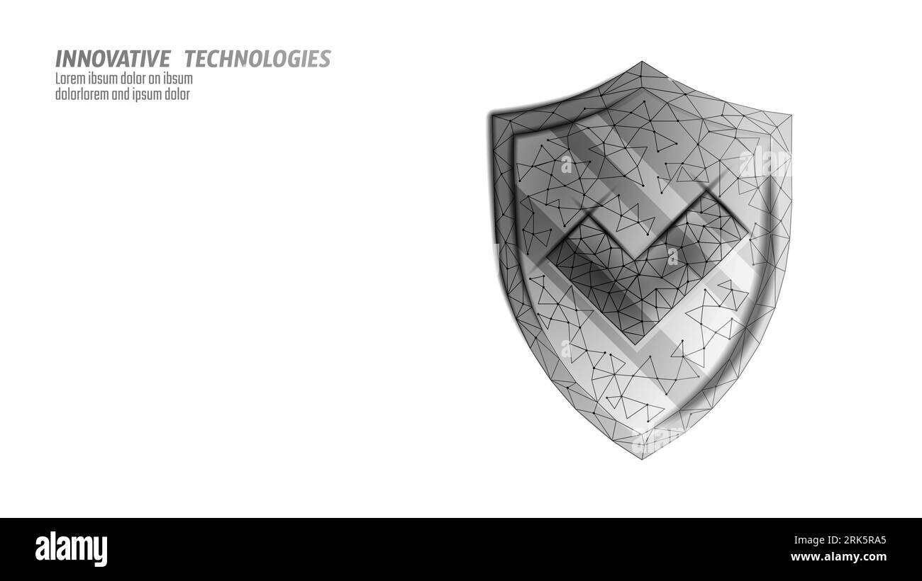 Low poly 3D check icon silhouette. Approved test correct right element ...