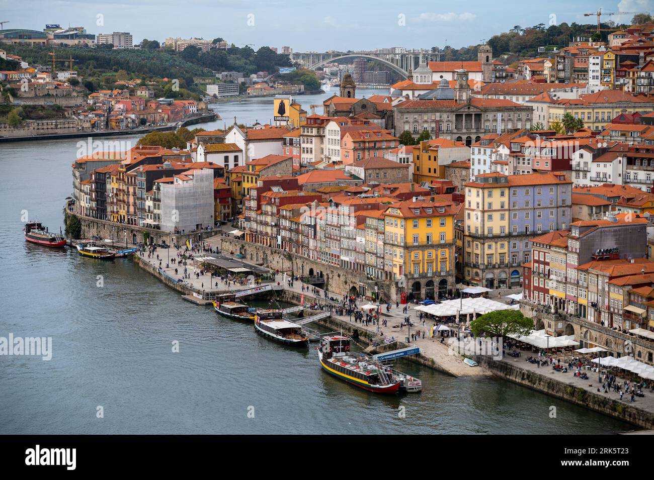 An aerial view of the city of Porto, Portugal, showing its vibrant ...
