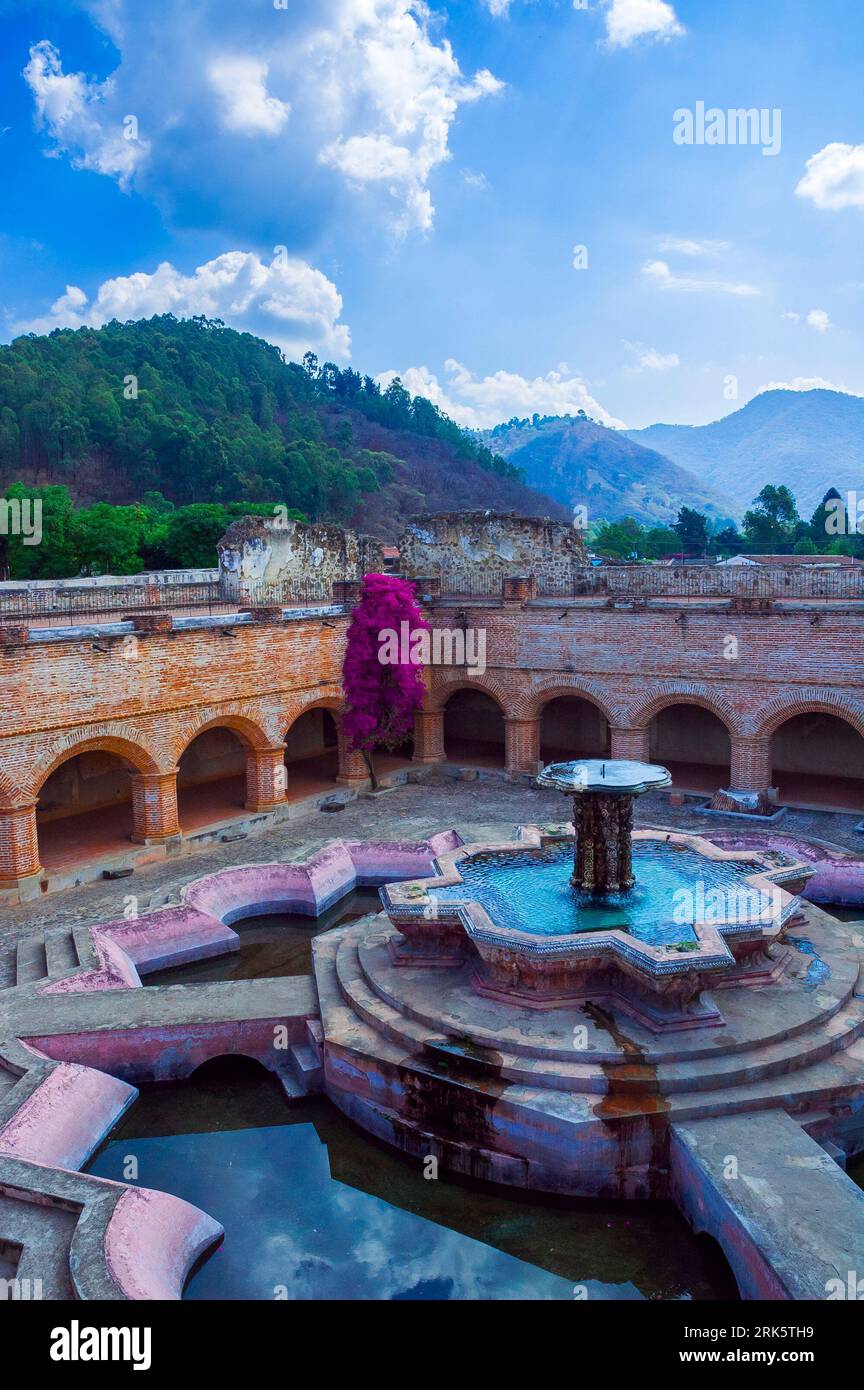 Fountain in Capuchinas convent in La Antigua Guatemala, heritage ...