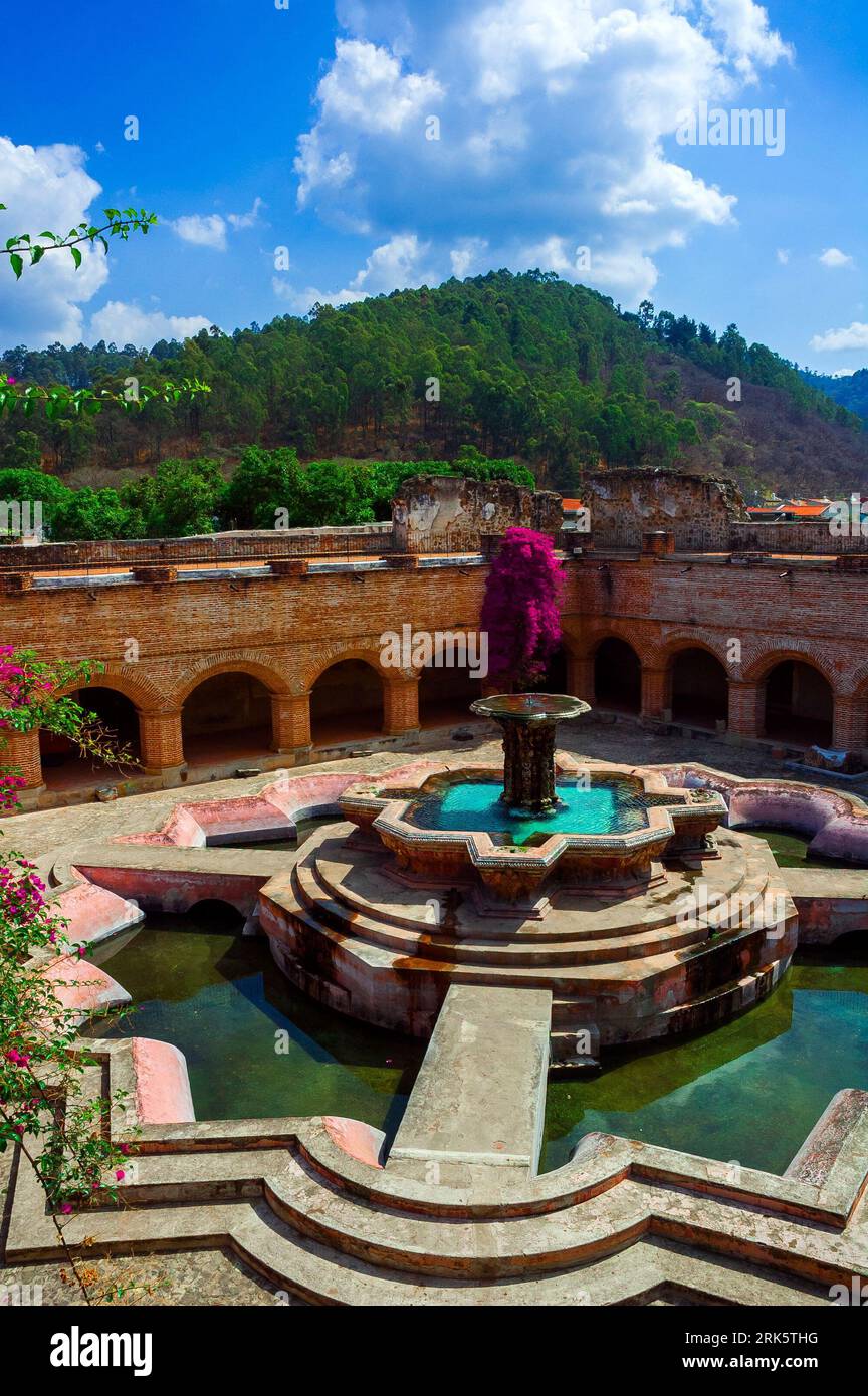 Fountain in Capuchinas convent in La Antigua Guatemala, heritage ...