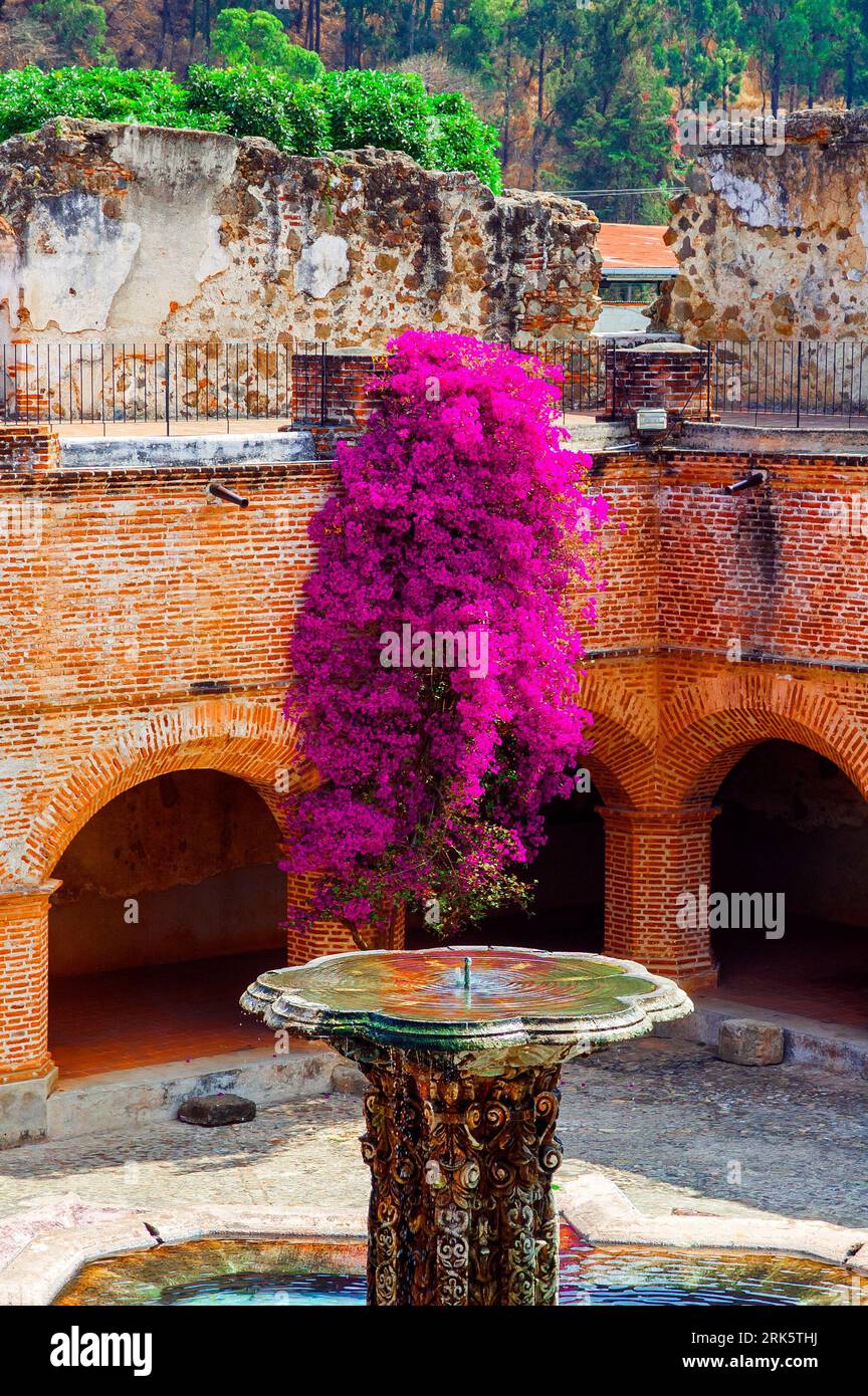 Fountain in Capuchinas convent in La Antigua Guatemala, heritage ...