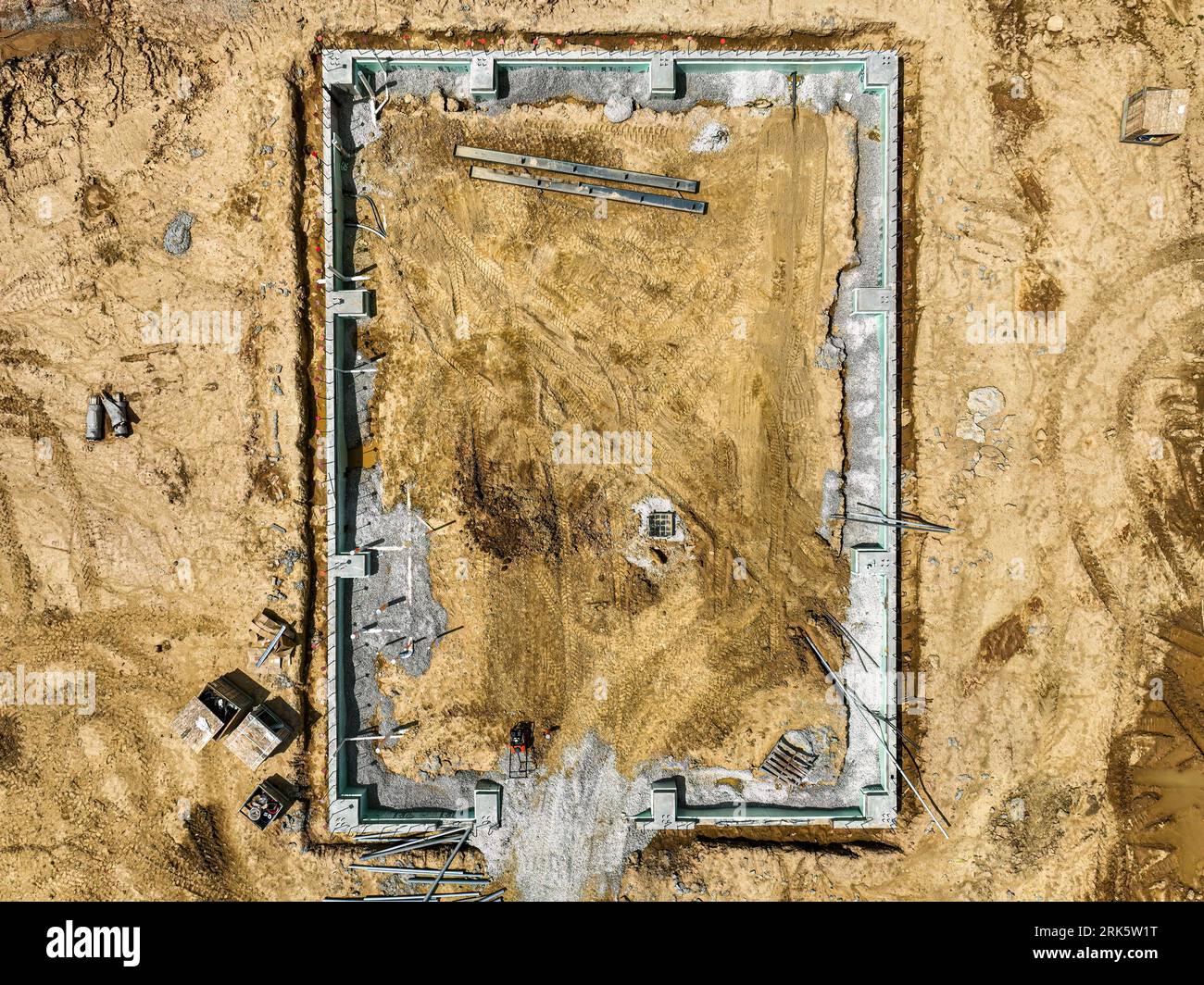 An aerial top view of the construction project site Stock Photo - Alamy