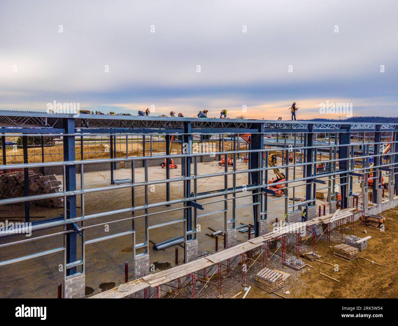 Aerial view construction site cranes hi-res stock photography and ...