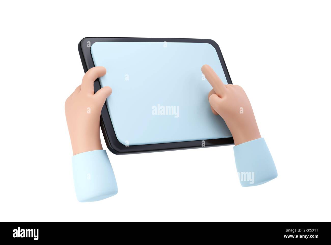 3D Hands using tablet mockup icon. Cartoon hand holding tablet isolated ...