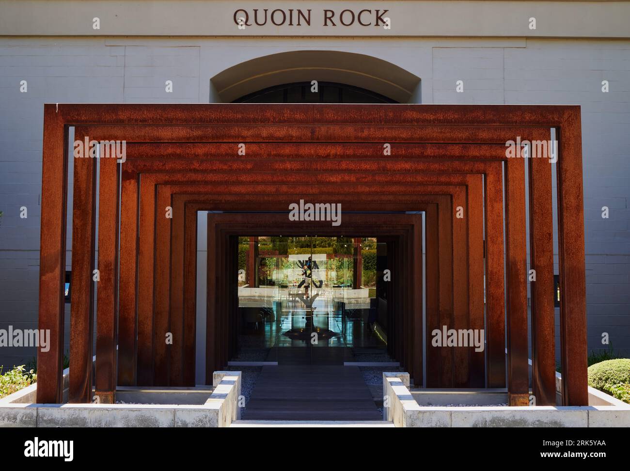 The gate of Quoin Rock Wine Estate, Stellenbosch, South Africa Stock ...