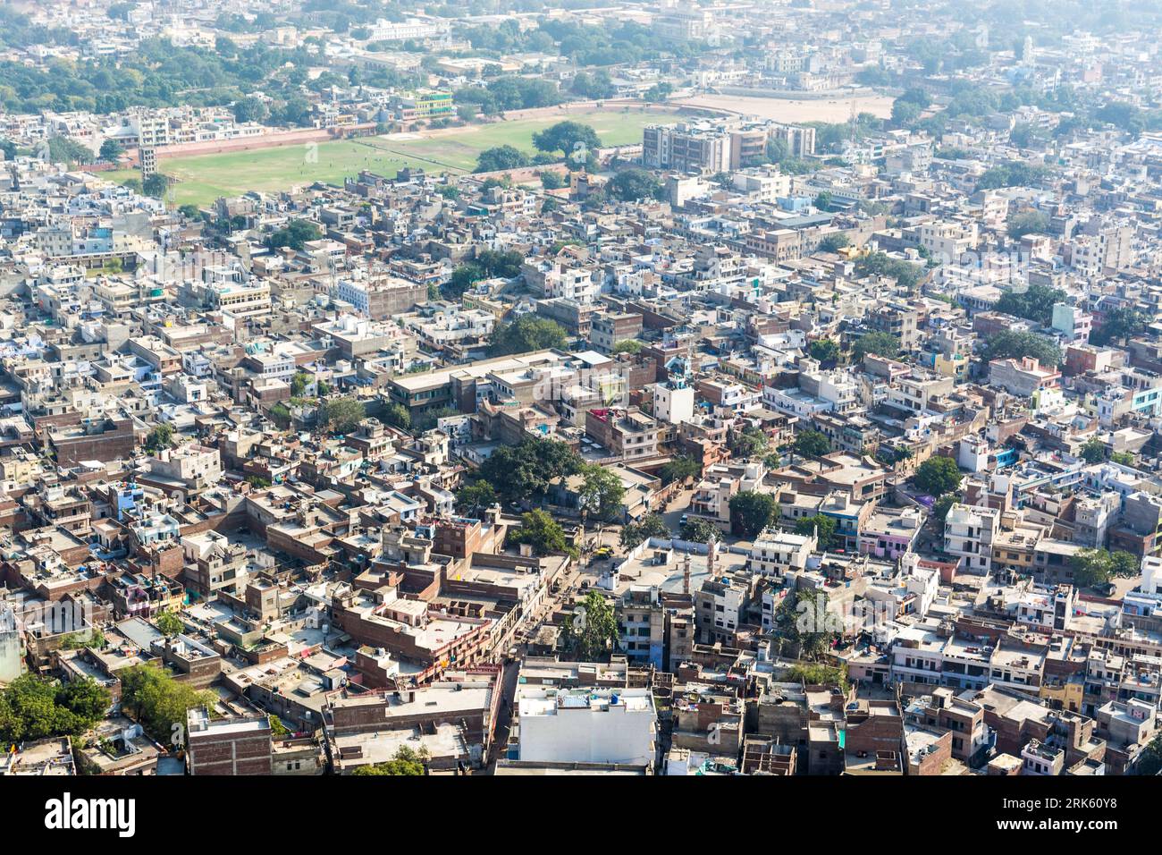 The bird's eye view of the residential buildings of Jaipur, India Stock ...