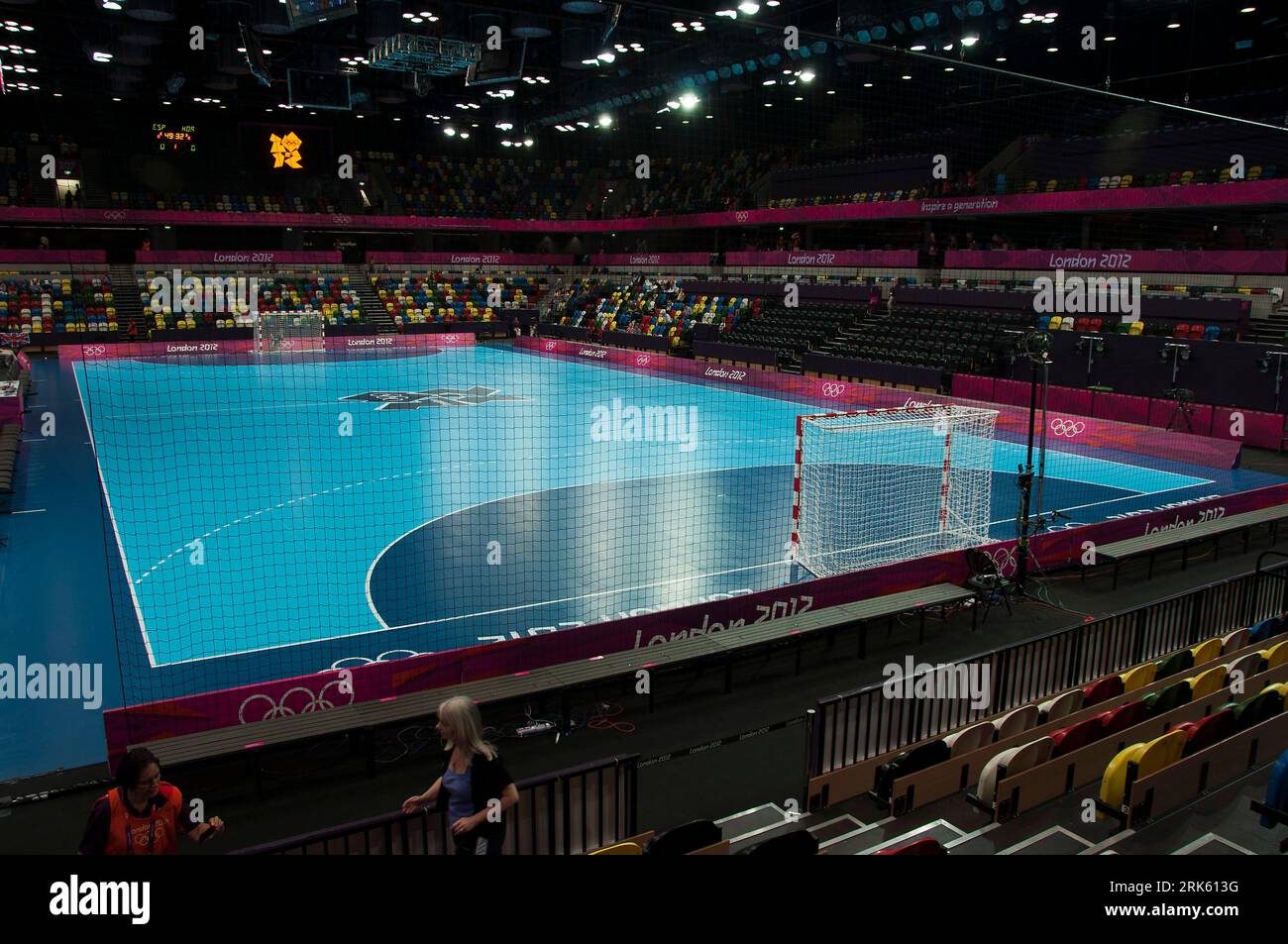 Handball arena at The Copper Box Arena during the London 2012 Olympics ...