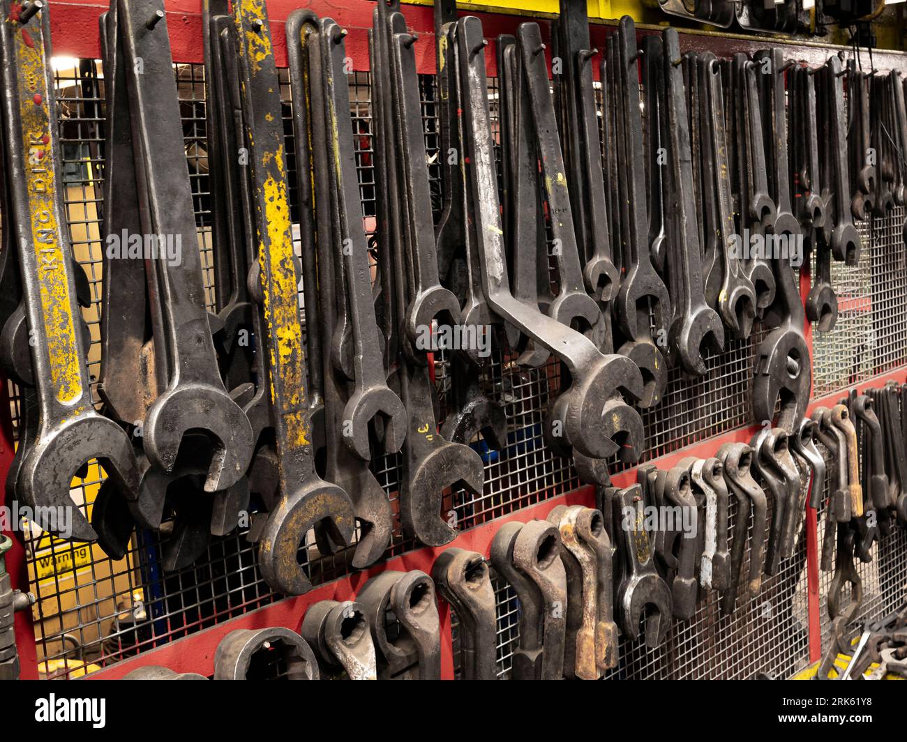 An array of tools visible on a wall display at a hardware store Stock ...