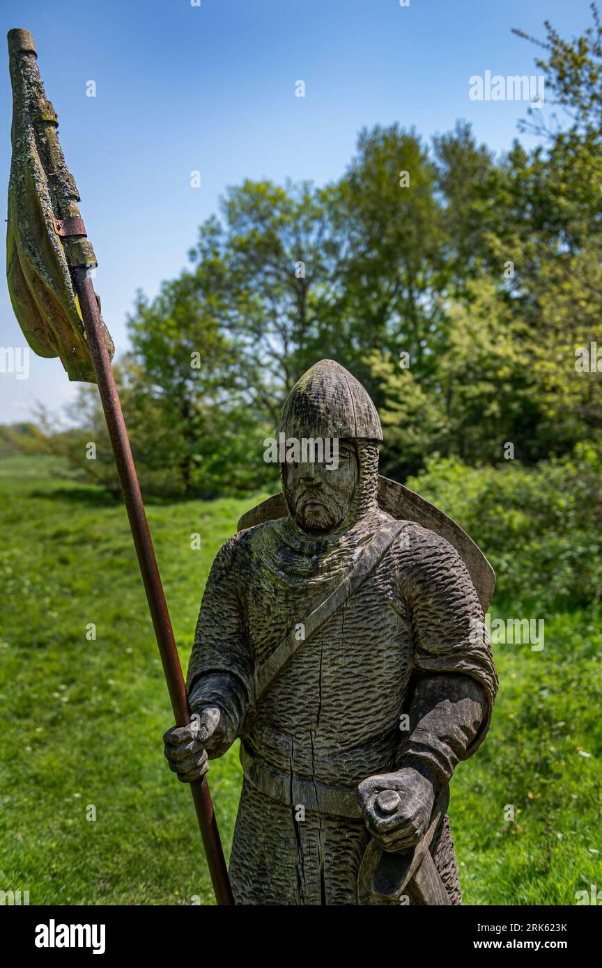 A shot of the battlefield at the Battle of Hastings in 1066 with a wood ...