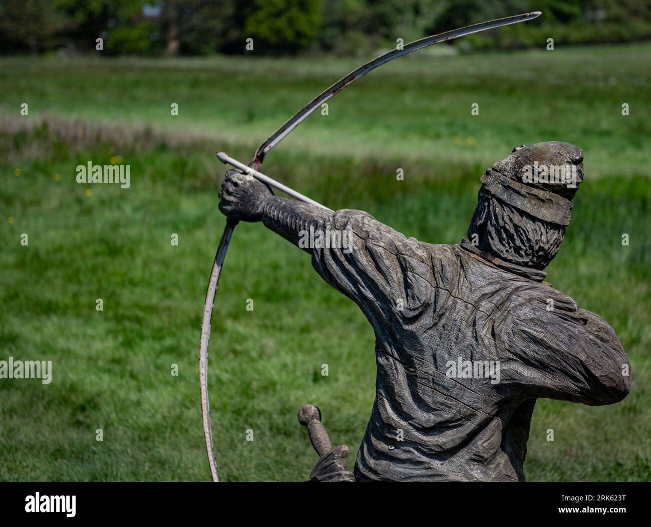 A shot of the battlefield at the Battle of Hastings in 1066 with a wood ...