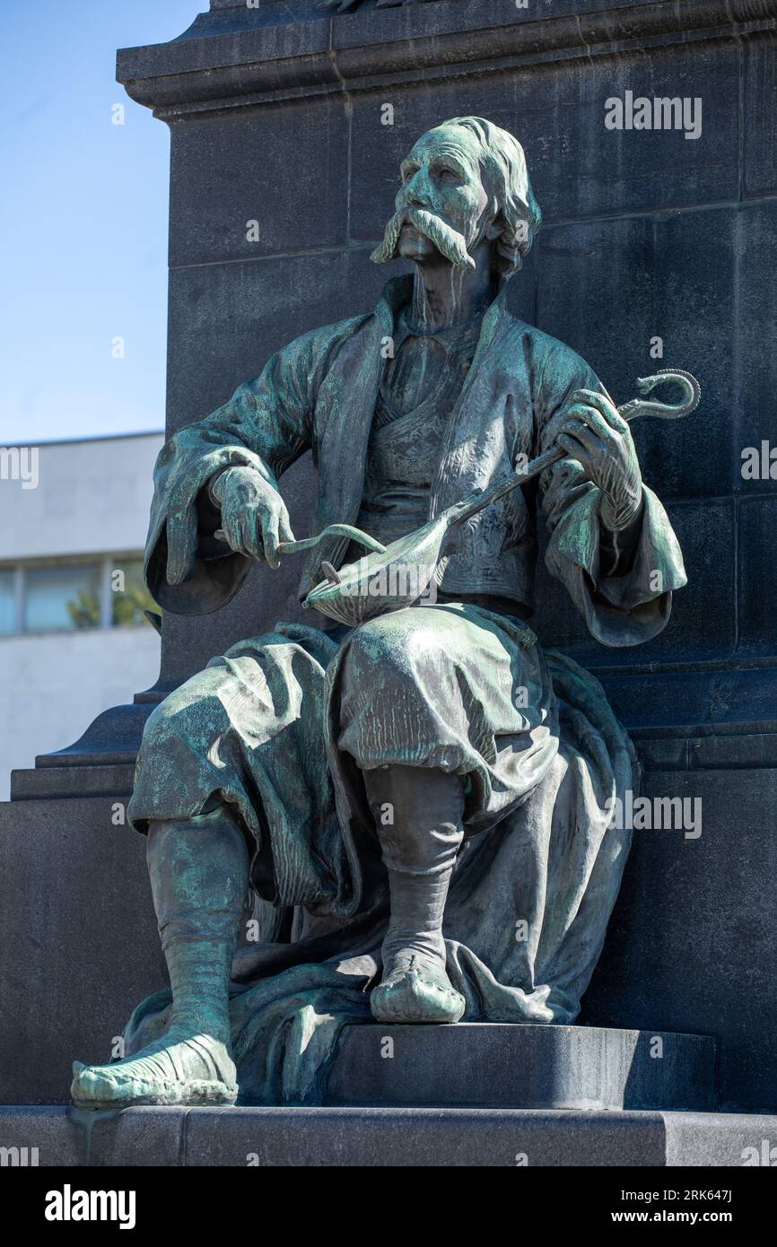 Filip Visnjic blind fiddle player. Detail of Monument to the Heroes of ...