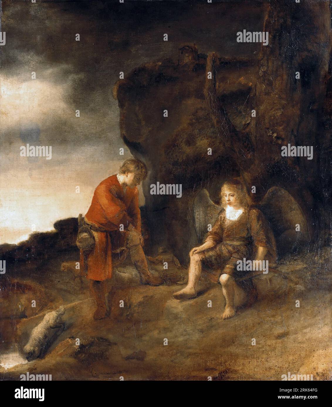 Tobit and the Angel 1650 by Abraham van Dijck Stock Photo - Alamy