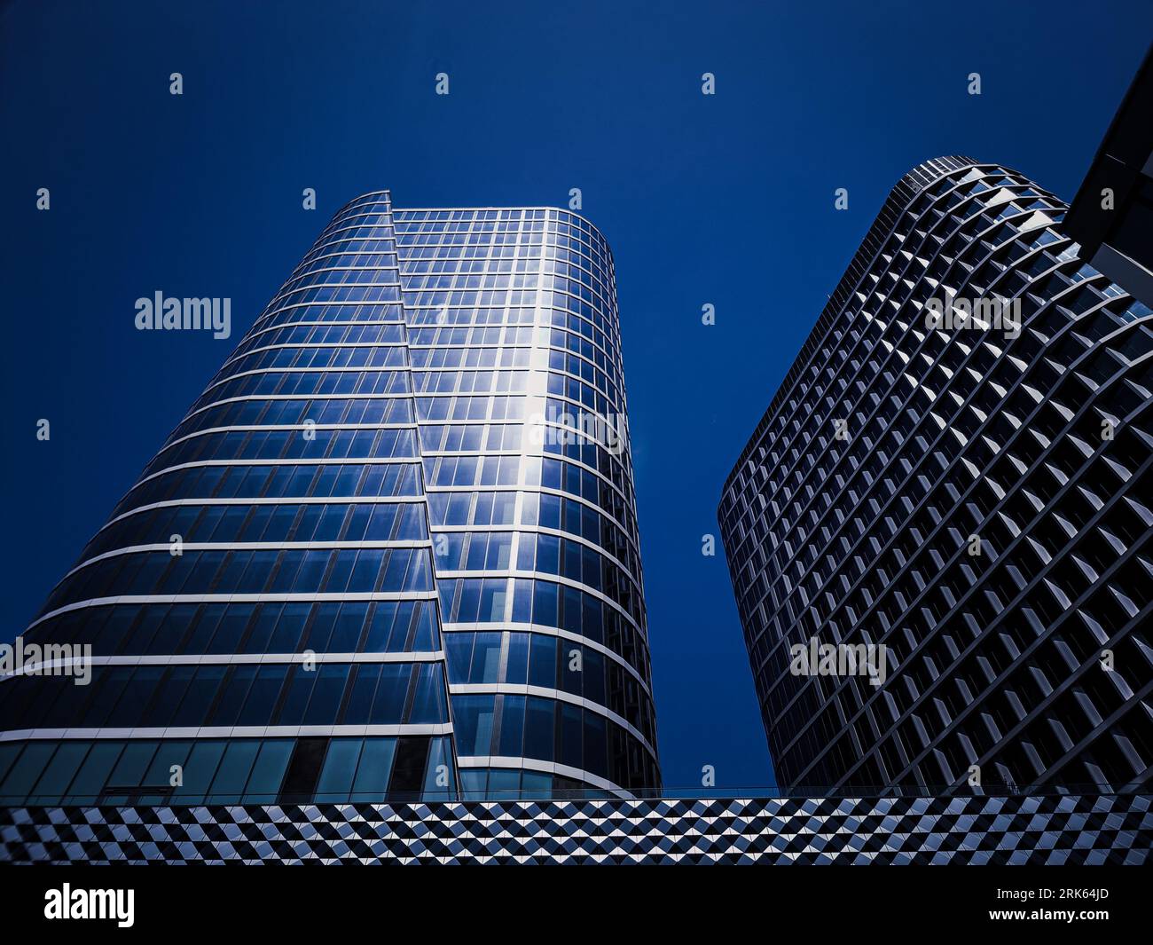 a closeup of a Global Office Park Katowice Poland under the blue sky ...