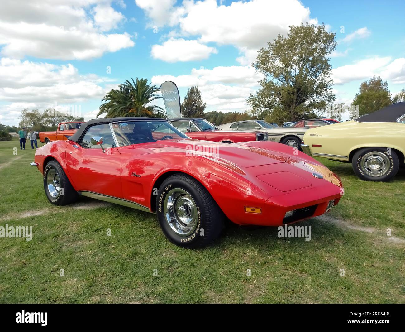 Old red sport Chevrolet Corvette C3 Stingray two door convertible circa ...