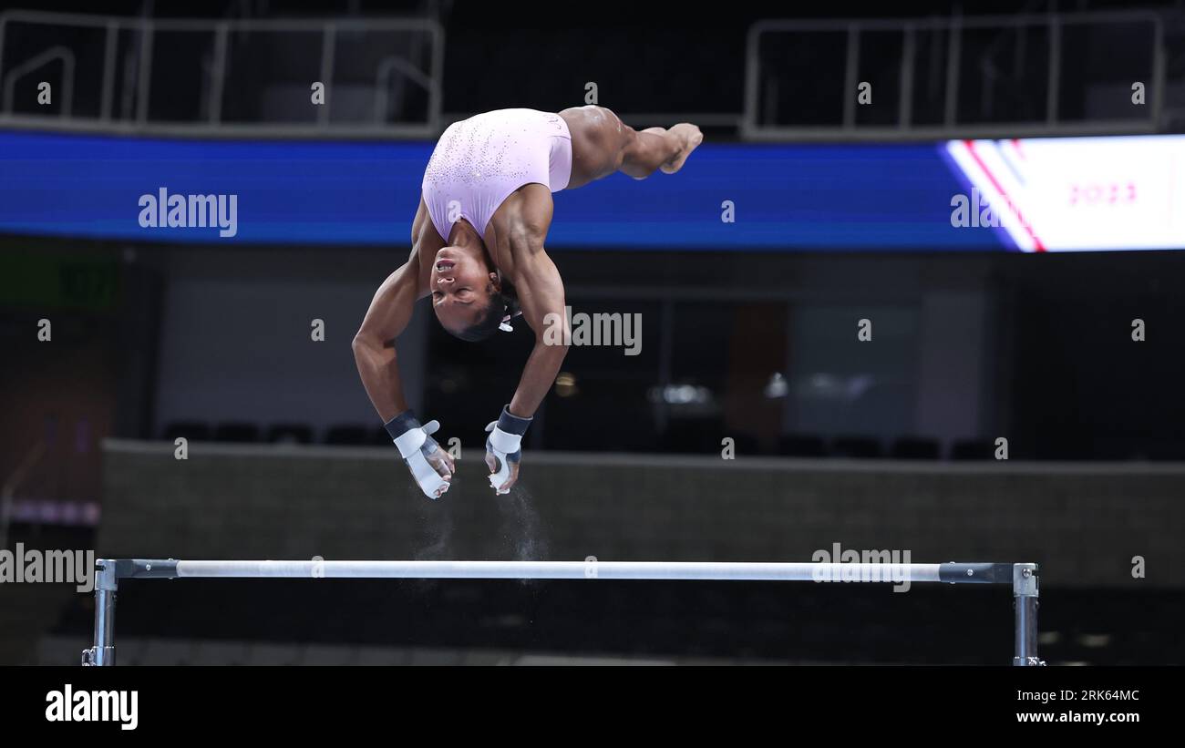 August 23, 2023: Gymnast SHILESE JONES during podium training at the U ...