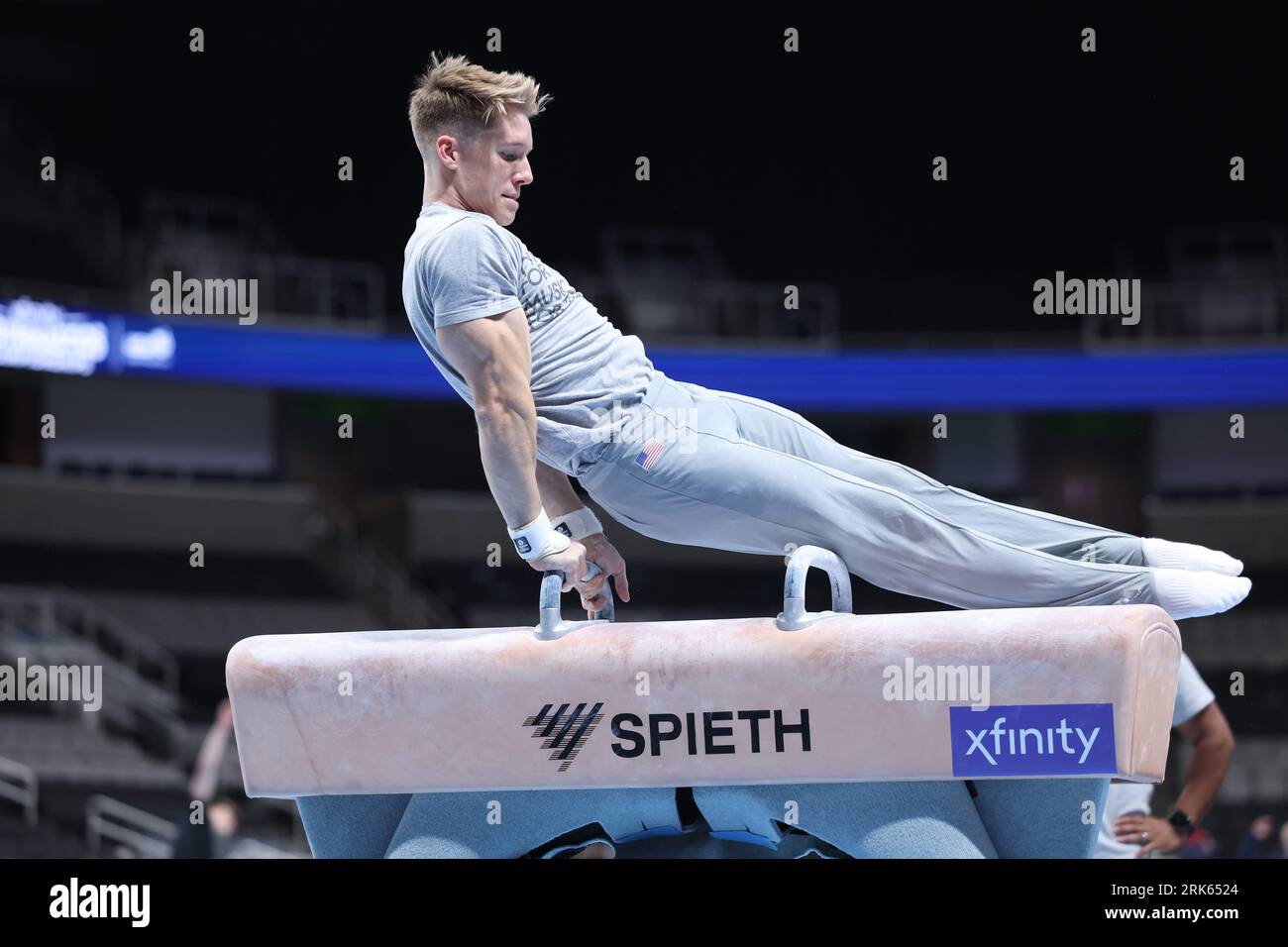 August 23, 2023: Gymnast Shane Wiskus during podium training at the U.S ...