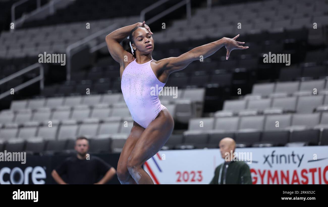 August 23, 2023: Gymnast SHILESE JONES during podium training at the U ...