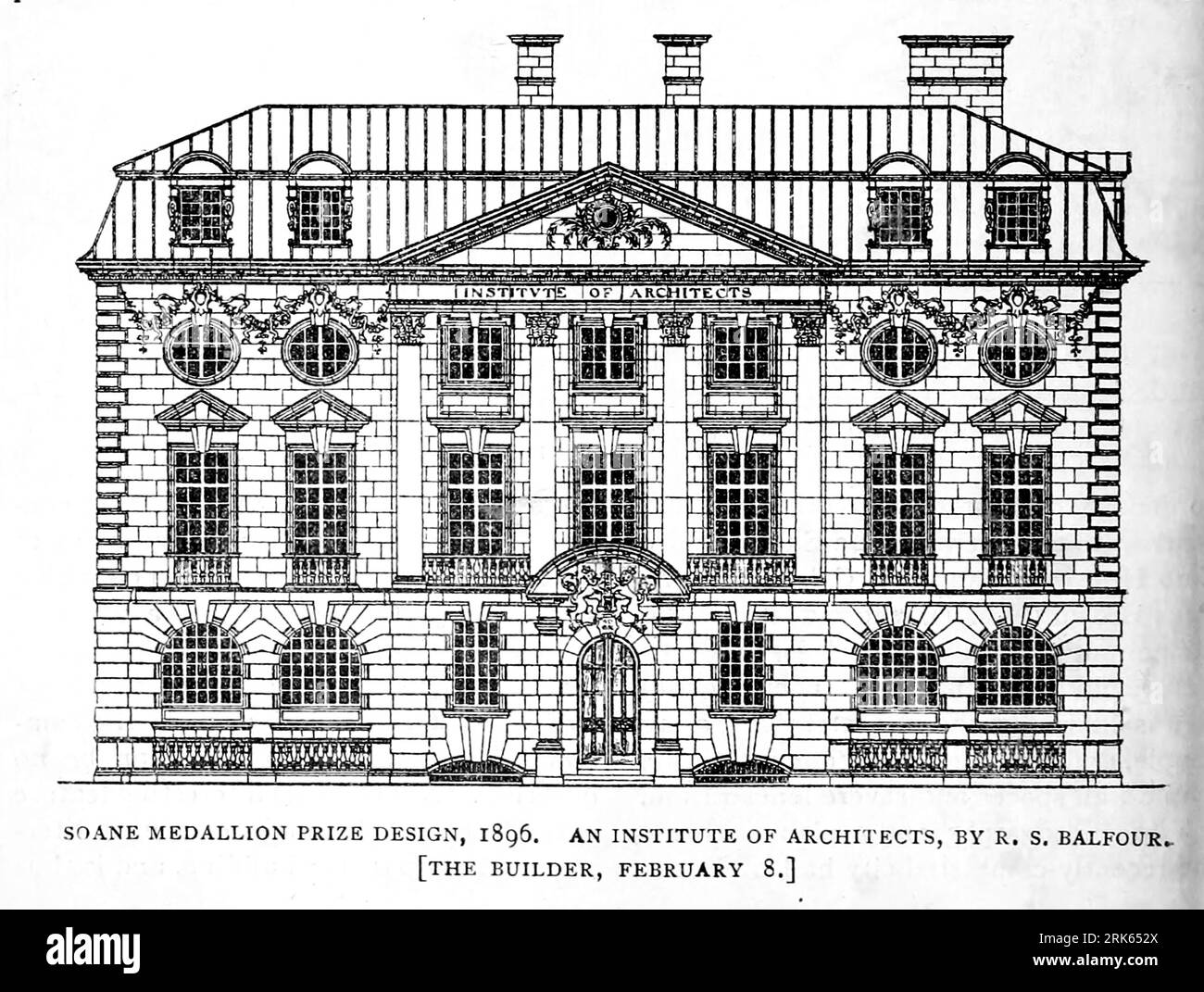 SOANE MEDALLION PRIZE DESIGN, 1896. AN INSTITUTE OF ARCHITECTS, BY R. S ...