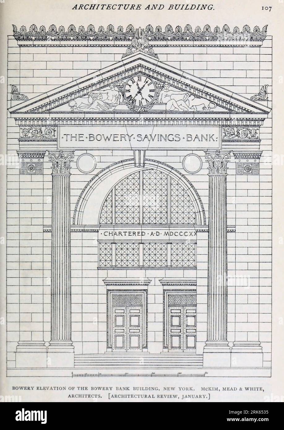BOWERY ELEVATION OF THE BOWERY BANK BUILDING. NEW YORK. McKlM, MEAD ...