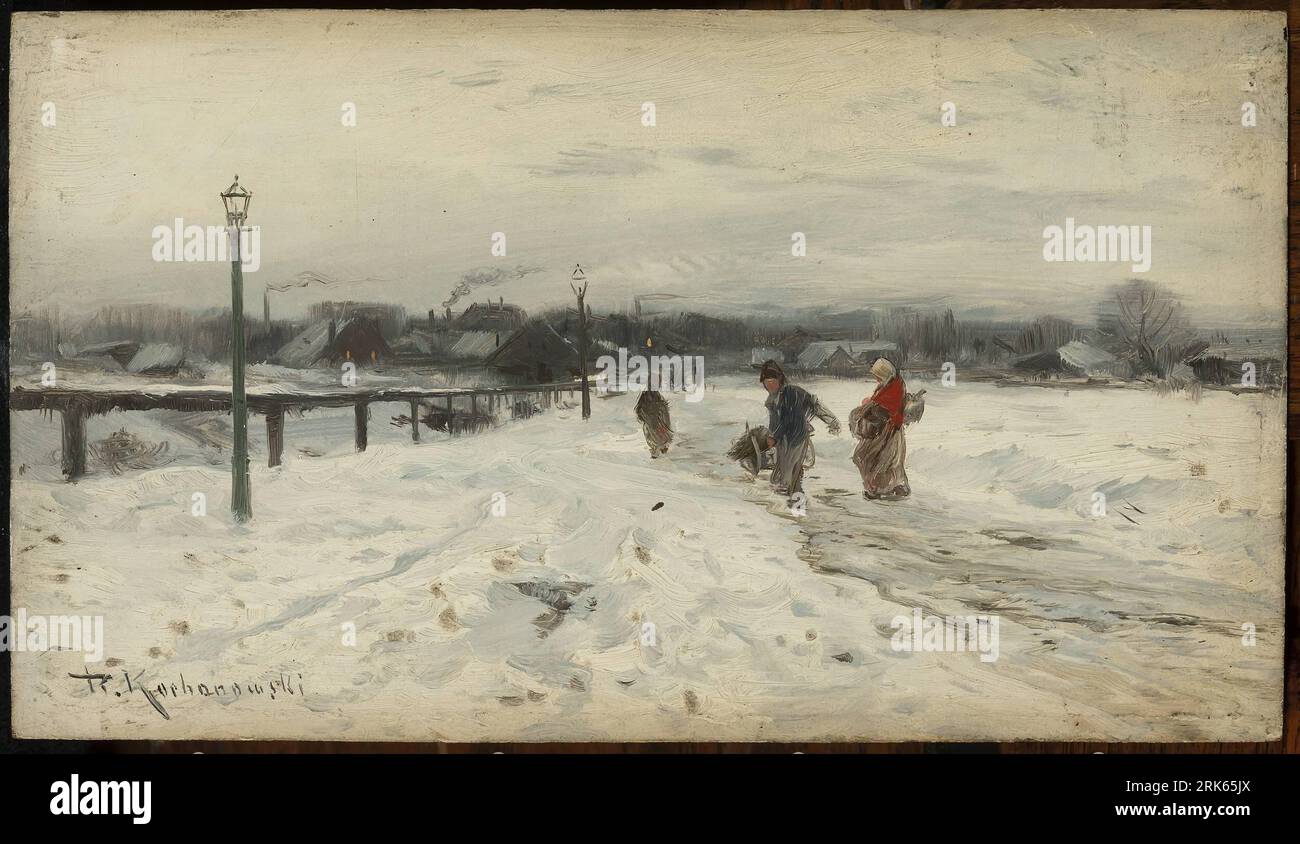 Suburban winter landscape between 1890 and 1900 by Roman Kochanowski ...