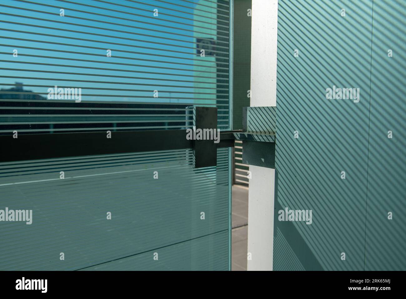 architecture, construction detail of a building with screen-printed ...