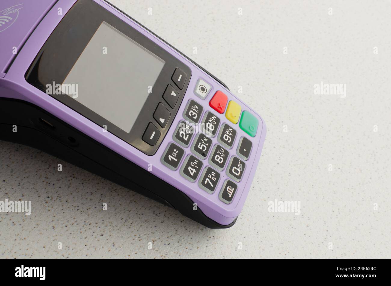 Close-up of a contactless credit card payment device, facilitating fast ...