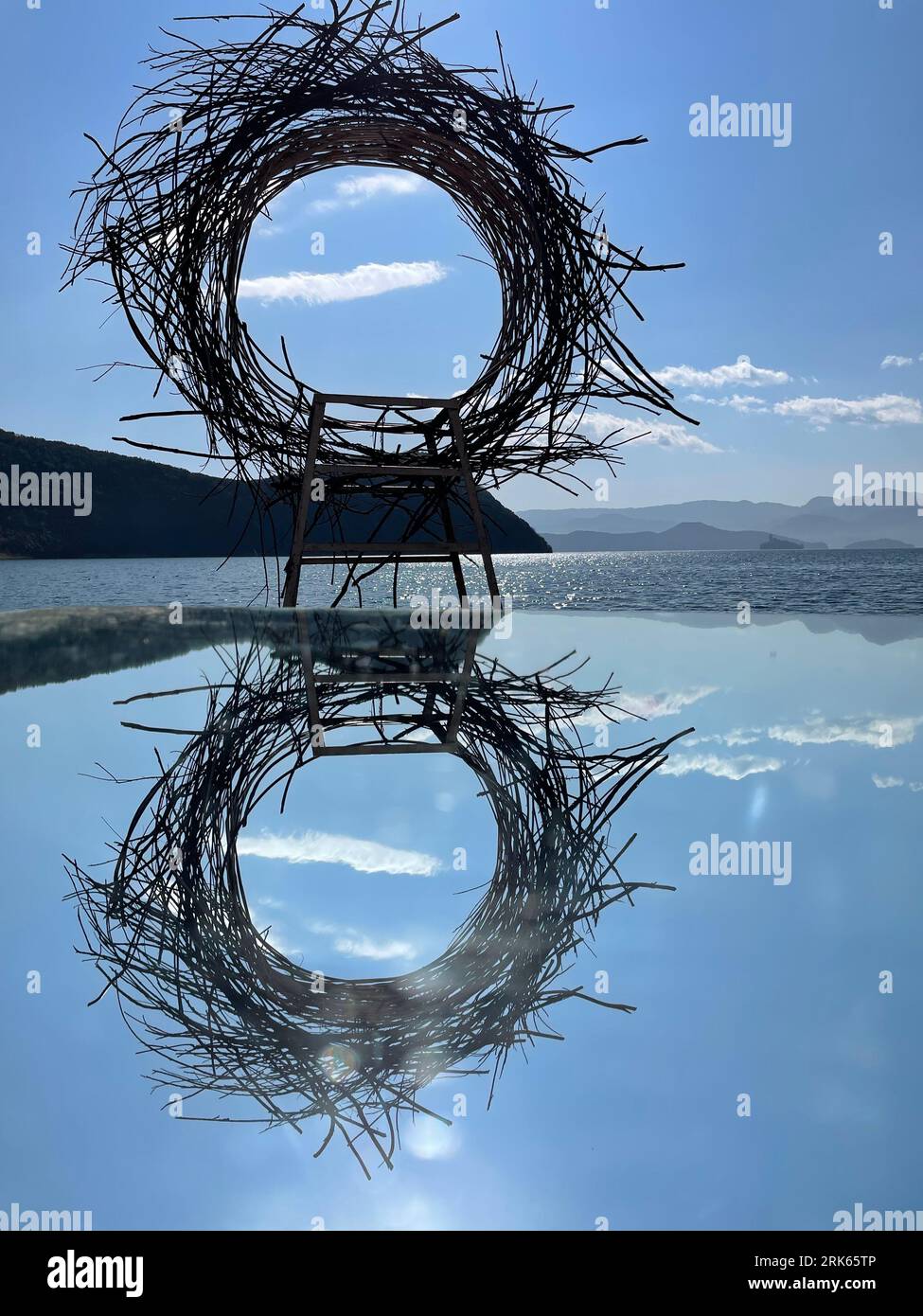 A vibrant and captivating art installation featuring a unique structure ...