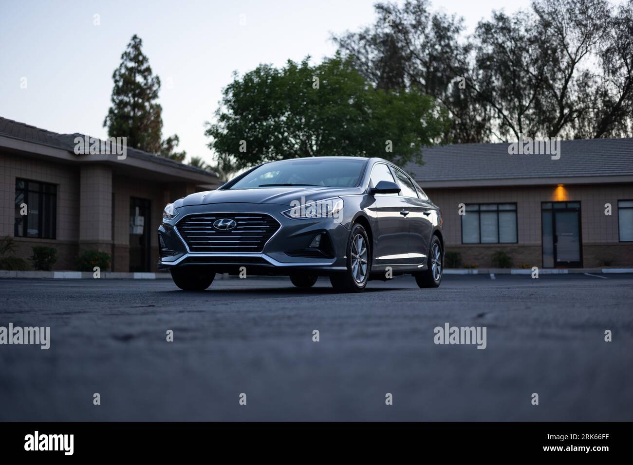 A Hyundai Accent car is parked in a suburban neighbourhood Stock Photo ...