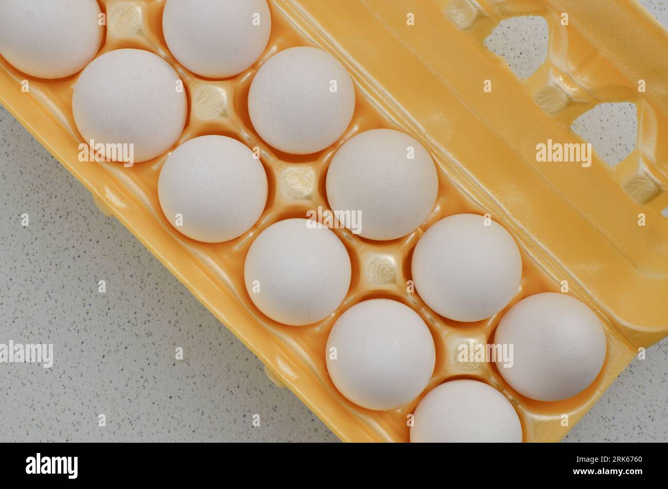 First quality white eggs packed in a yellow package, ready for ...