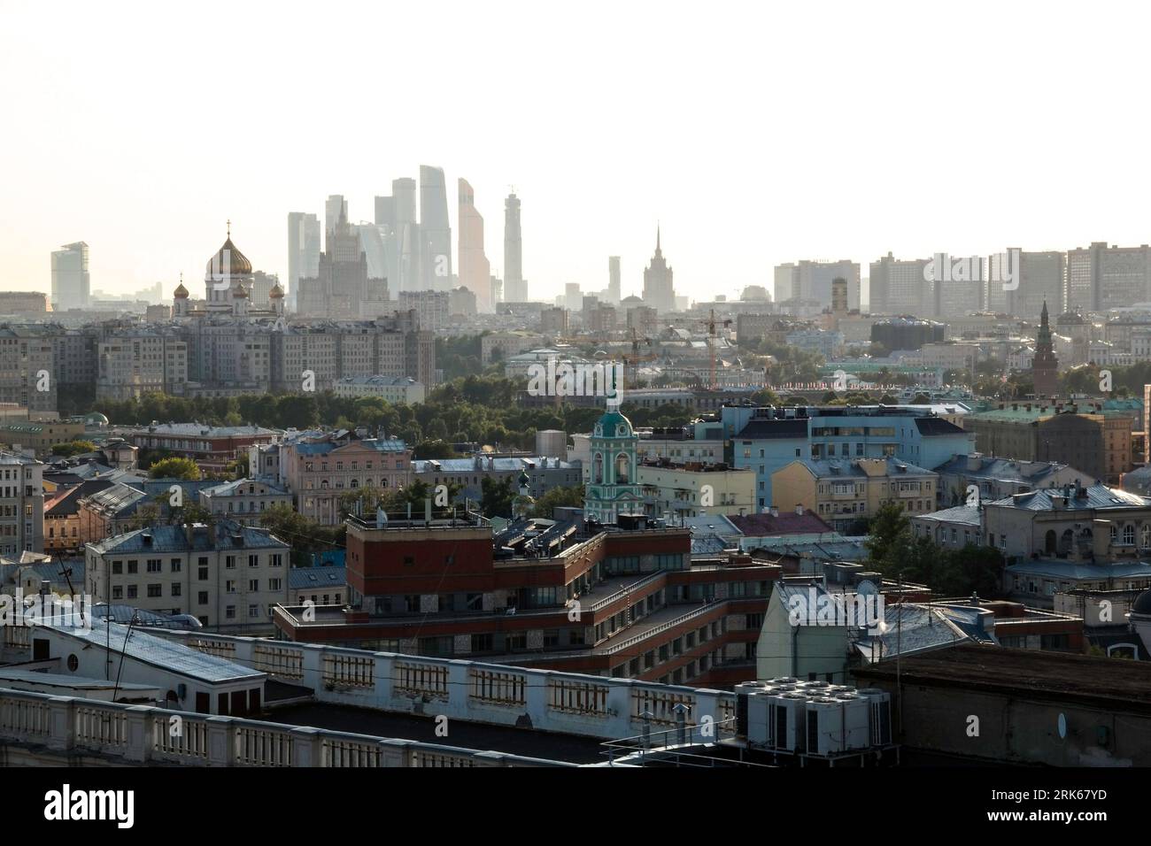 Cathedral of Christ the Saviour on the backdrop of the Moscow City's ...
