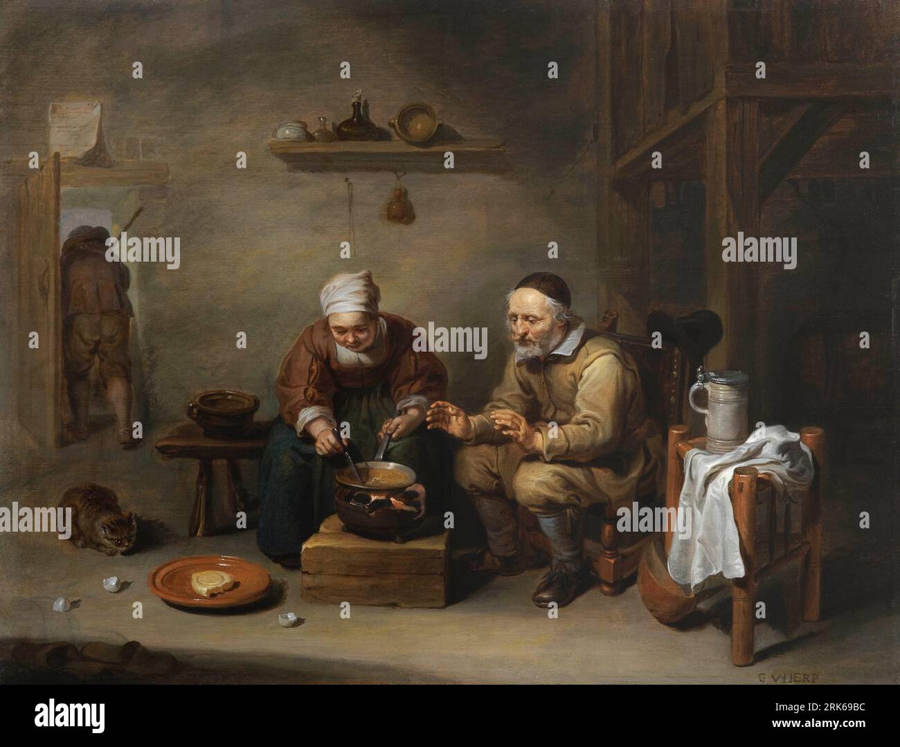 Old couple in a rustic interior by 1677 by Willem van Herp Stock Photo ...