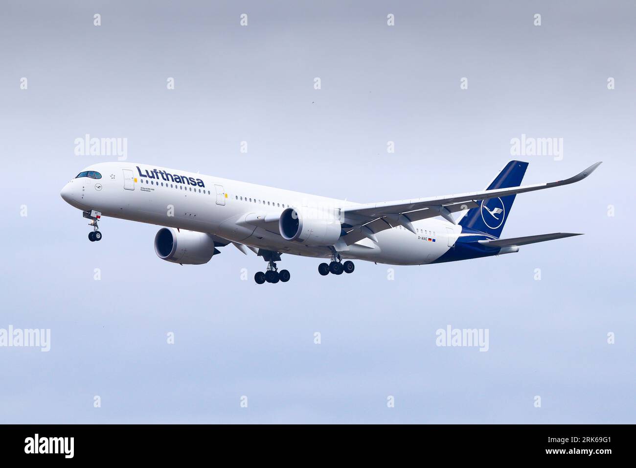 The Lufthansa A350 plane on the final approach Stock Photo - Alamy