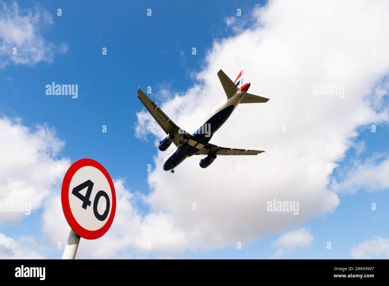 Jet airliner plane on finals to land at London Heathrow Airport, UK ...
