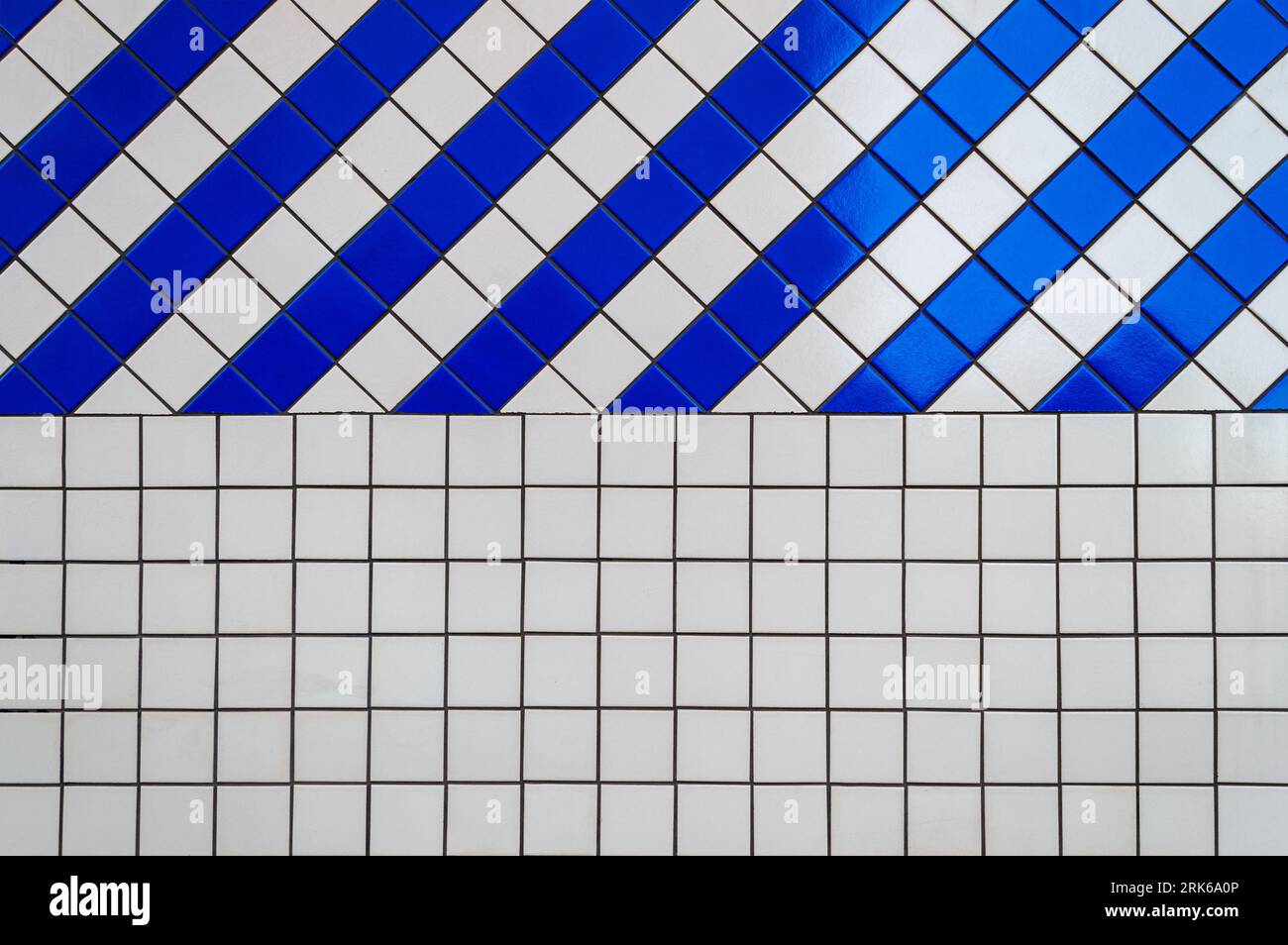Design element. Beautiful pattern. Wall of white and blue tiles ...